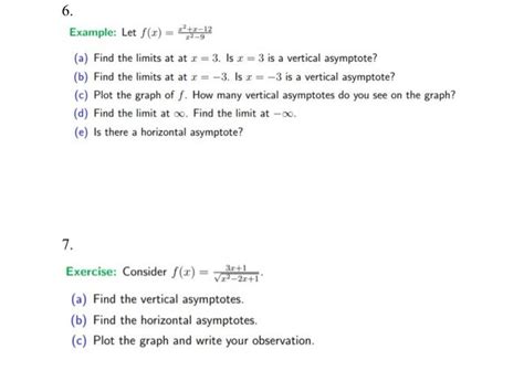 Solved 6 Example Let Fxx2−9x2x−12 A Find The Limits