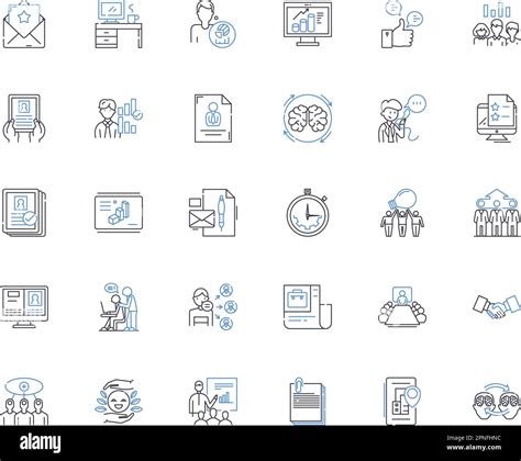 Professional Collaboration Line Icons Collection Synergy Teamwork