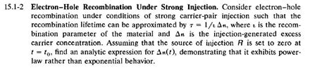 Solved 2 Electron Hole Recombination Under Strong