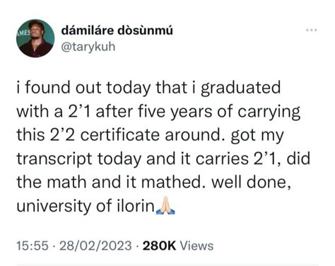 Nigerian Man Discovers He Graduated With A Second Class Upper Five Years After Carrying Around A