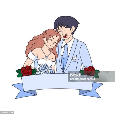 벡터 만화 귀여운 결혼 한 결혼식 커플 고립 Anime Expo에 대한 스톡 벡터 아트 및 기타 이미지 Anime Expo