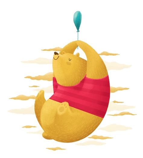 Винни Пух летит на маленьком спущенном воздушном шарике Картинка на аву