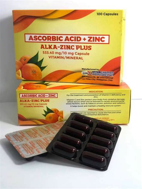 Alka Zinc Plus Ascorbic Acid Zinc 533 40mg 100 Capsules Lazada Ph