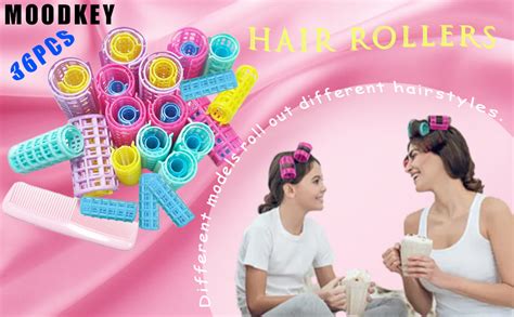 Moodkey 36pcs Plastic Hair Rollers Set Heatless Hair