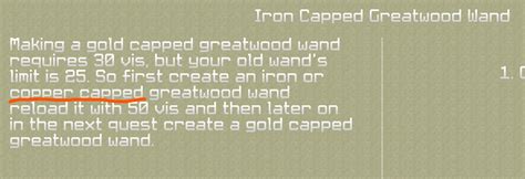 Copper Wand Cap Vis Too High To Build During Iron Capped Greatwood Wand