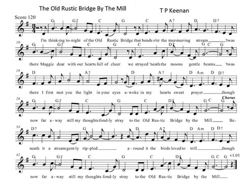 The Old Rustic Bridge By The Mill Lyrics And Chords Irish Folk Songs