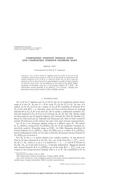 PDF Completely Positive Module Maps And Completely Positive Extreme Maps