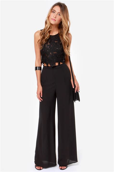 Sexy Black Top Crop Top Lace Top 4300 Lulus