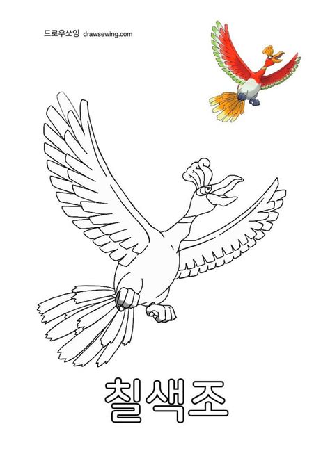 칠색조 도안 전설의 포켓몬 색칠공부 컬러링 페이지 포켓몬 포켓몬 색칠 그림