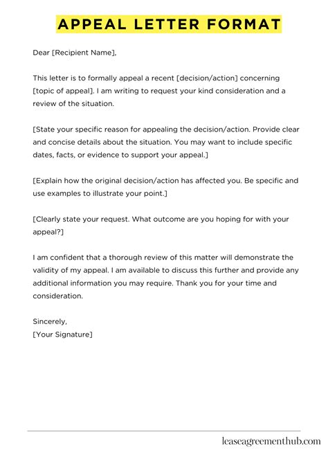 Appeal Letter Format