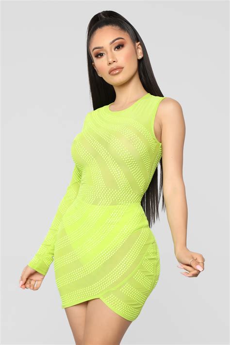 Attracting Attention Mini Dress Lime Green Fashion Nova