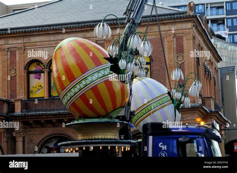 Copenhagen Denmark24 March 2023male Placing Huge Easter Eggs At Main