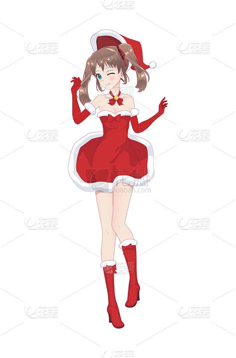 圣诞老公 女孩 日本漫画风格 古服装 衣服 可爱的 肖像 女人 自然美