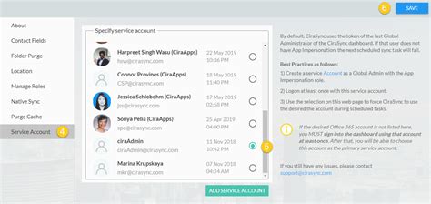 Cómo hacer que CiraSync utilice una cuenta de servicio específica de Microsoft