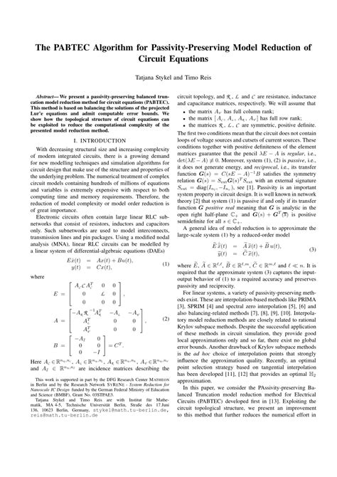 Pdf The Pabtec Algorithm For Passivity Preserving Model Reduction Of