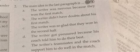 Umber 2 The Main Idea In The Last Paragraph StudyX