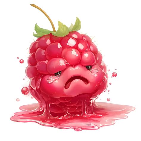 A Raspberry With Sad Expression Png Image Isolated Object Premium Ai