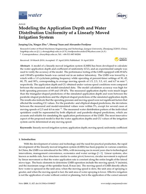 Water Modeling The Application Depth And Water Distribution Uniformity Of A Linearly Moved