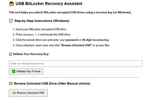 Bitlocker Usb Recovery Tool Validate Recovery Key And Unlock Instructions