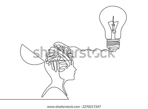 Continuous One Drawn Line Man Thinking Stock Vector Royalty Free