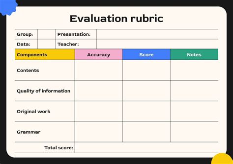 Evaluation Rubric Google Slides PowerPoint