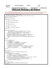 Comp 230 Wk 5 Lab Docx Student Name David Sandez Class Dat E VBScript