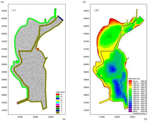 The Computational Mesh And Bed Elevation For Lake Dianchi Caohai A