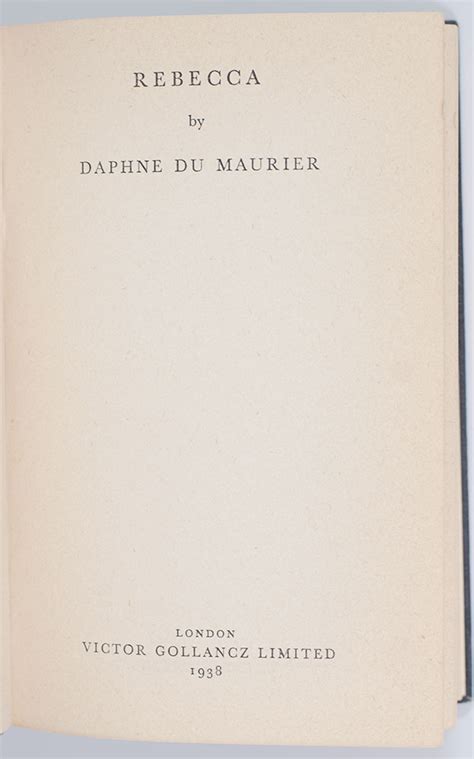 Rebecca Daphne Du Maurier First Edition Uncorrected Proof
