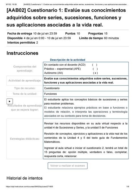 Examen AAB02 Cuestionario 2 Prepárese y conteste las preguntas
