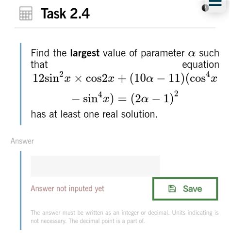 Solved Task 24 Find The Largest Value Of Parameter α Such That
