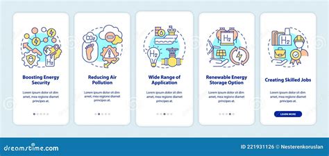 Hydrogen Technologies Benefits Onboarding Mobile App Page Screen Stock