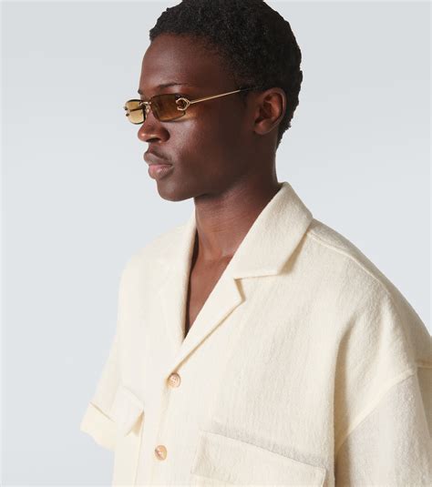Signature C De Cartier Rectangular Sunglasses In Gold Cartier Eyewear