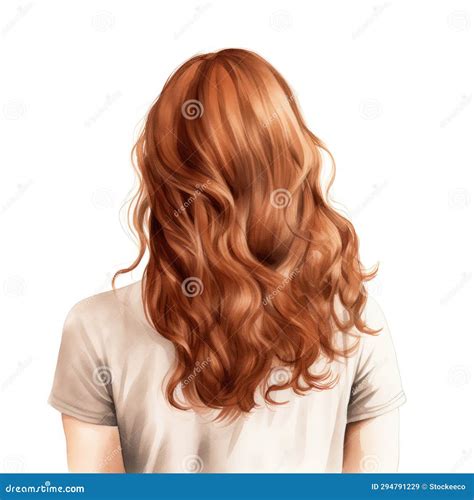 Realistic Illustration Of A Girl With Long Red Hair Stock Illustration