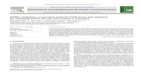 Dapk1 Modulates A Curcumin Induced G2m Arrest And Apoptosis By