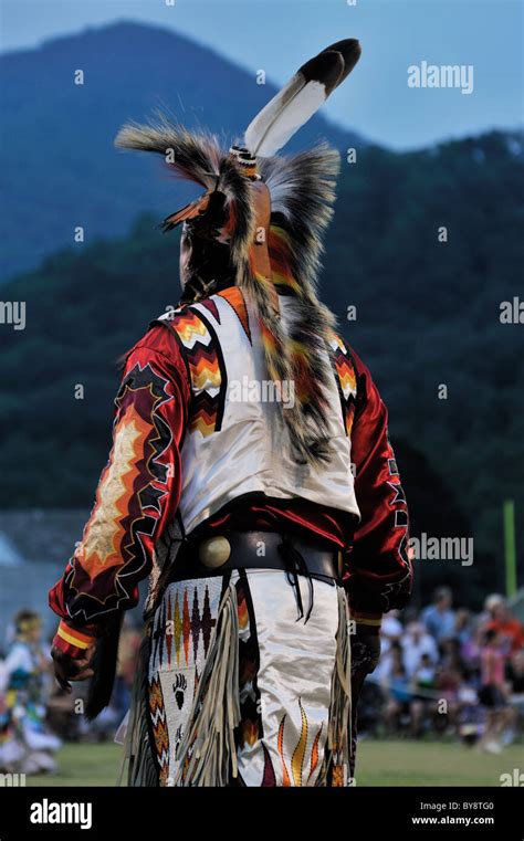 A Native American Dancer In Traditional Dress During The Cherokee Pow