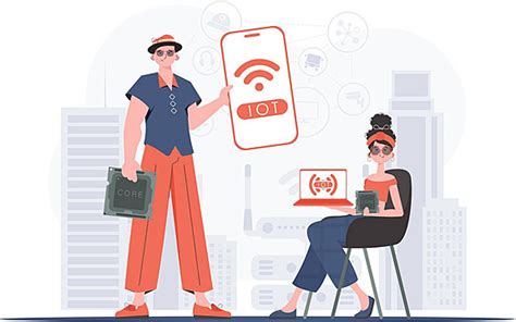 Man And Woman Team In Iot Field Vector Illustration Vector Business