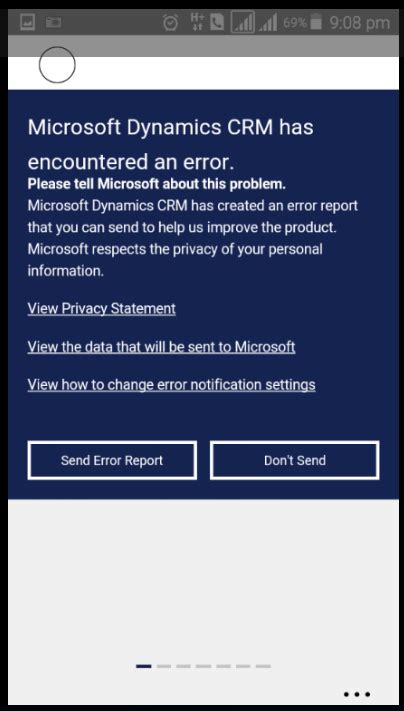 Android Dynamics CRM For Phones And Tablets Uncaught TypeError