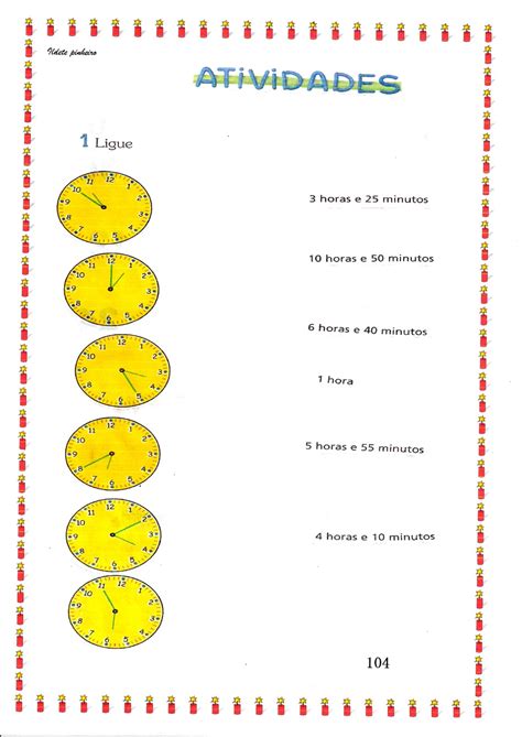 Saberes E Fazeres Em Nossas Mãos Atividade De Matemática Hora E Mêses