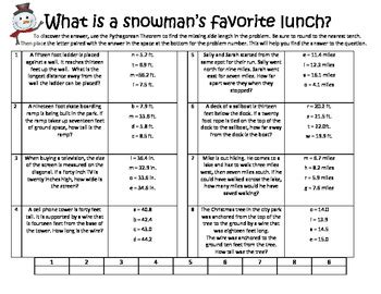 Pythagorean Theorem Word Problem Snowman Riddle By Tammie Akins Dickens