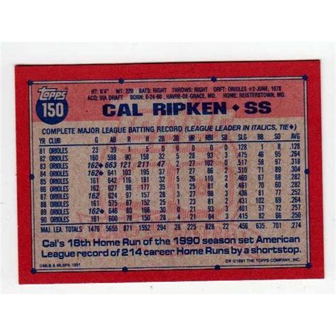 Topps Cal Ripken Jr Baseball Card Hof Orioles On Ebid United States