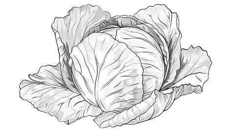 A Drawing Of A Cabbage With A Sketch Of A Cabbage Premium AI Generated Image