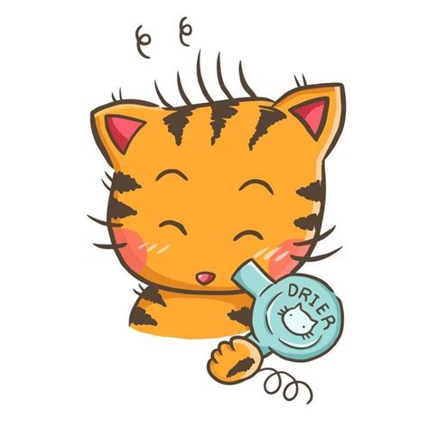 ภาพcat เครื่องเป่าผม อะนิเมะ การ์ตูน Kawaii ภาพประกอบ ภาพตัดปะกำลังวาด