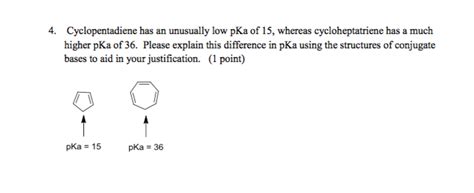 Solved 4 Cyclopentadiene Has An Unusually Low Pka Of 15