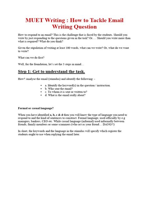 Muet Writing Email Sample Pdf Human Communication