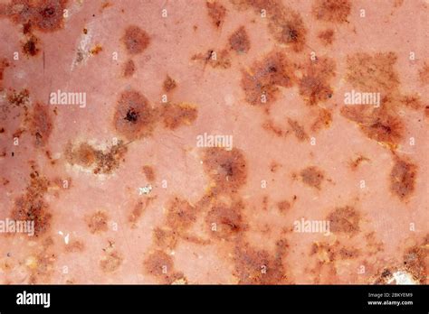 Bright Rust Stains Texture Paint Showing Through To Rust Underneath Stock Photo Alamy