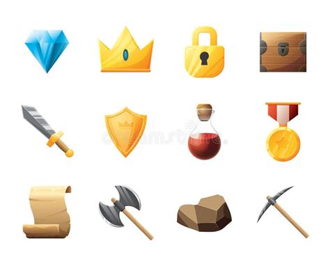 Game Ui Assets Set Gaming User Interface Icons Collection Stock Vector Illustration Of Blade
