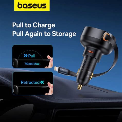 Baseus Enjoyment Pro Car Charger C Retractable Ip Cable W Baseus Pakistan