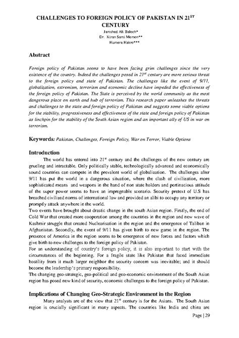 Challenges To Foreign Policy Challenges To Foreign Policy Of Pakistan