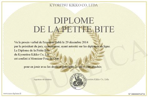 Diplome De La Petite Bite