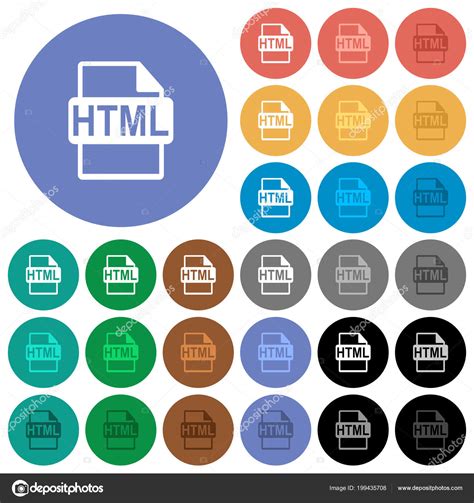 Html File Format Multi Colored Flat Icons Backgrounds Included White Stock Vector By